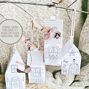 3D Christmas Paper House Ornament Craft Kit | Printable, Creative and ...