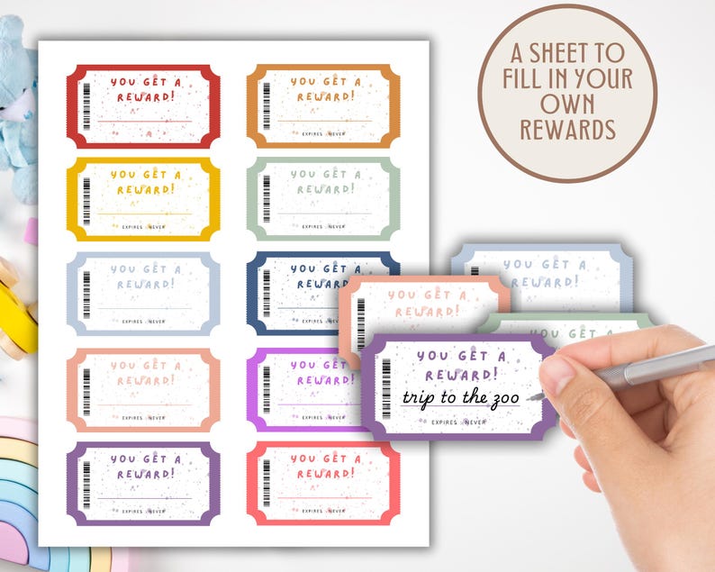30 Printable Kids Reward Coupons, Including 10 Bonus Blank Coupons ...