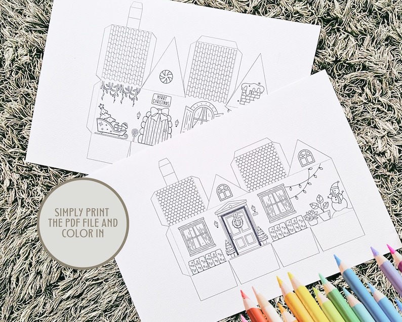 3D Christmas Paper House Ornament Craft Kit | Printable, Creative and ...