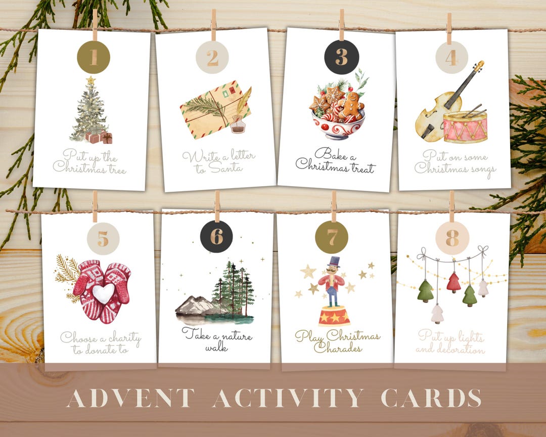 24 Printable Advent Activity Cards for Families, Christmas Bucket List ...