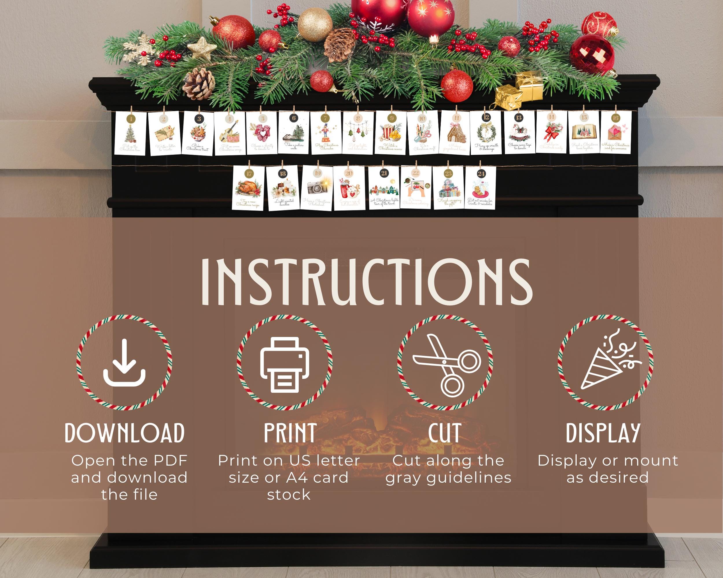 Advent Calendar Cards for Families | 24 Printable Christmas Bucket List ...
