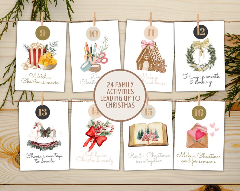 Advent Calendar Cards for Families | 24 Printable Christmas Bucket List ...
