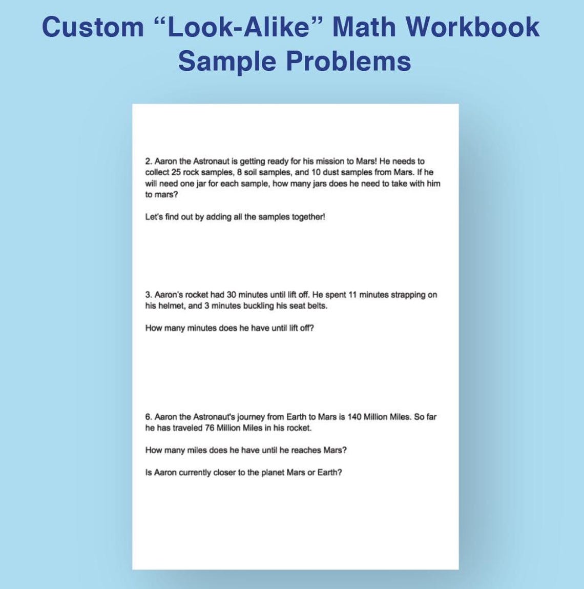 Space Themed Math Workbook Grades 1-3, Kids Custom Math Workbook ...