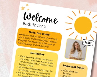 Editable Welcome Back Letter to Students Canva Template Teacher ...