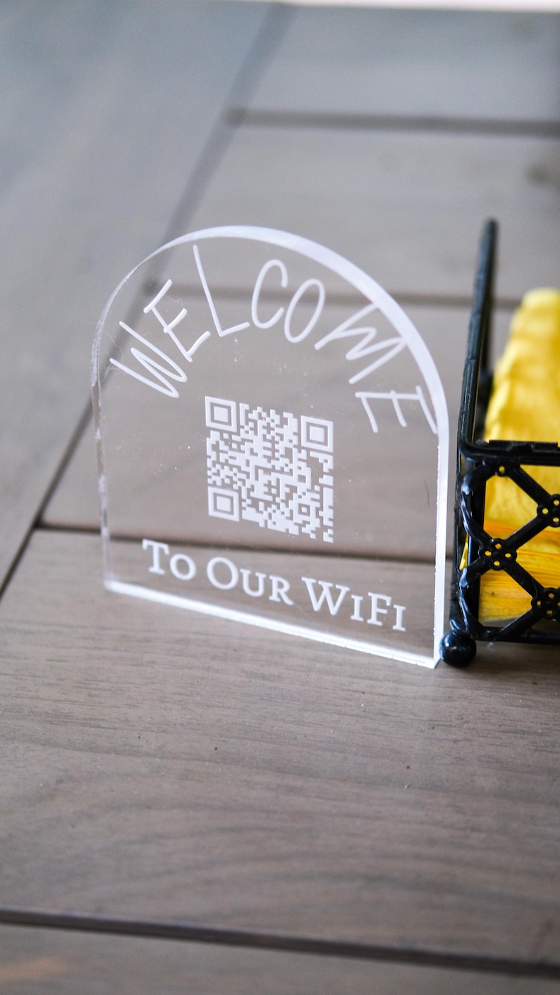 Engraved Clear Acrylic Wifi QR Code Sign for Indoor or Outdoor, 2 ...