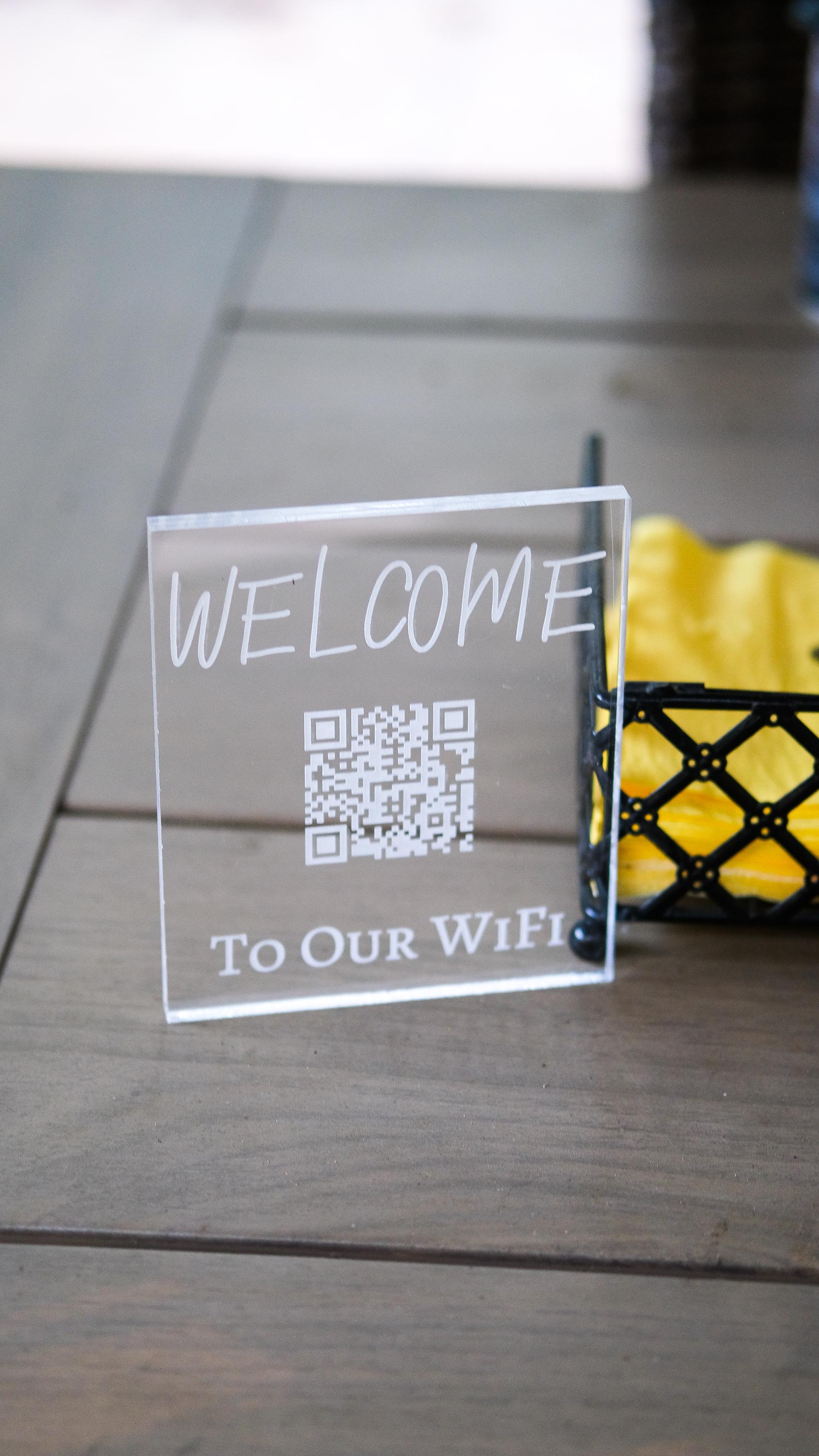 Engraved Clear Acrylic Wifi QR Code Sign for Indoor or Outdoor, 2 ...