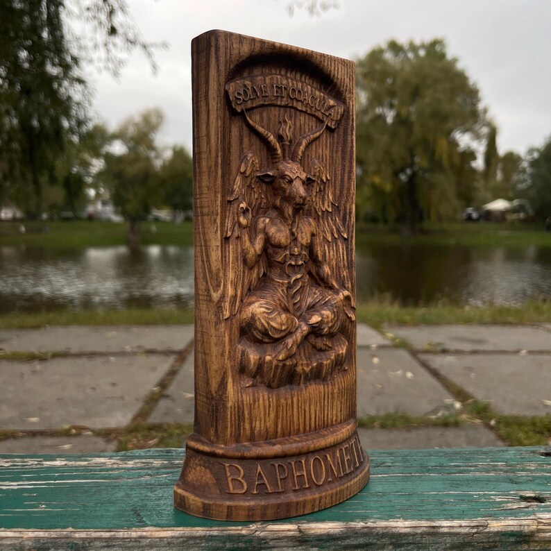 Baphomet Wooden Statue – Occult Deity of Balance and Enlightenment ...