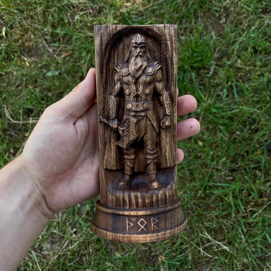 Wooden Thor Statue: Norse Pagan Viking God Decor - Etsy