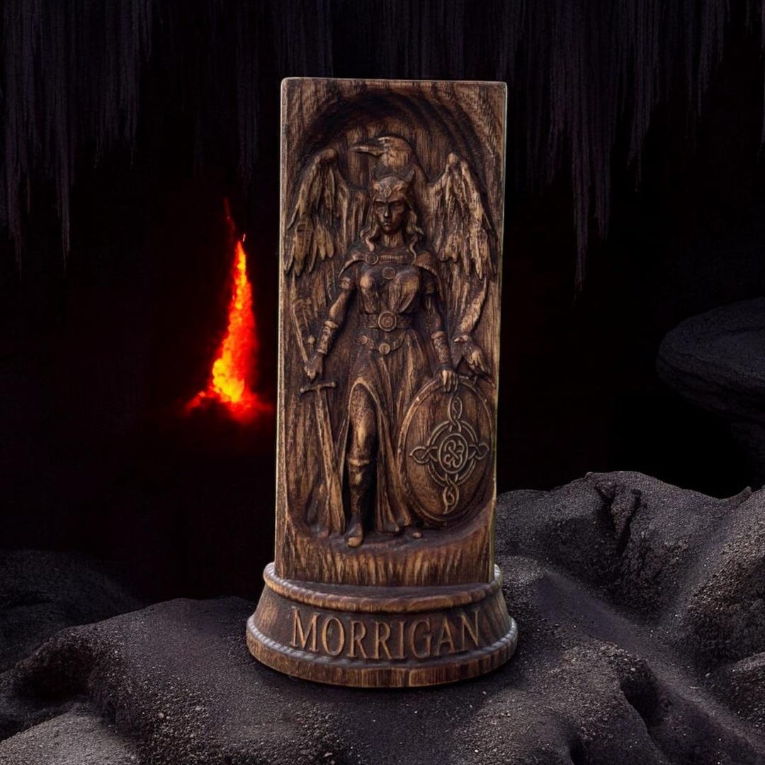 Dark Goddess Morrigan Wooden Statue – Celtic Pagan Goddess of War and ...