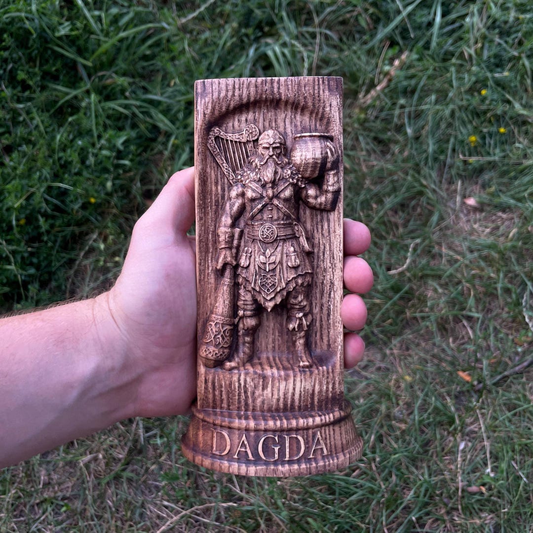 Wooden Dagda Figurine – Celtic Irish God Statue, Pagan Altar Decor ...