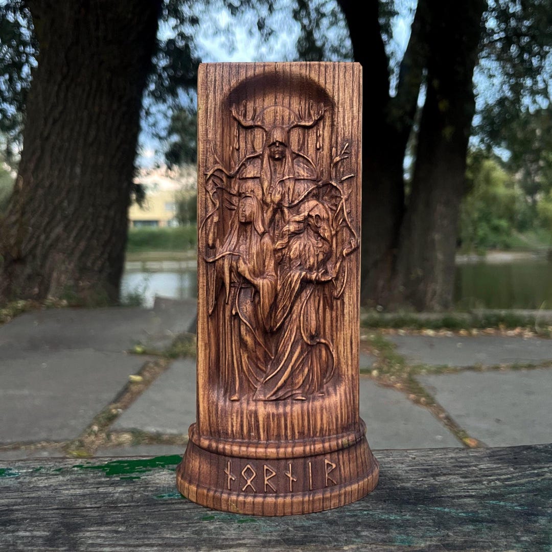 Wooden Norns Statue – Norse Goddesses of Fate and Destiny, Viking Pagan ...
