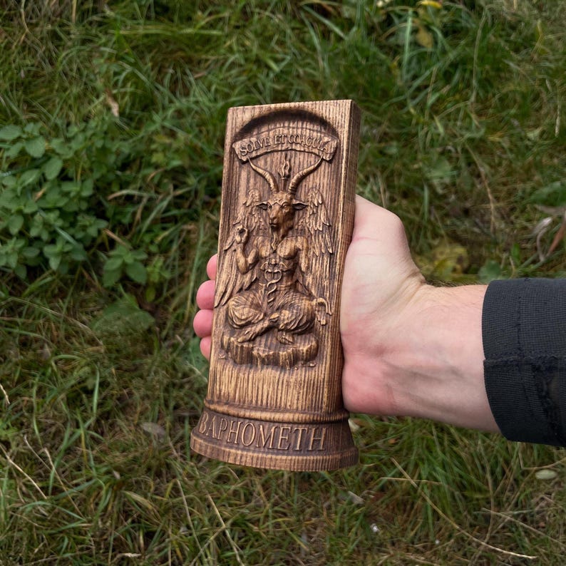 Baphomet Wooden Statue – Occult Deity of Balance and Enlightenment ...