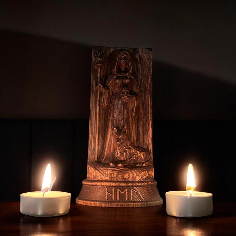 Wooden Hel Figurine – Norse Goddess Statue of the Underworld, Pagan ...
