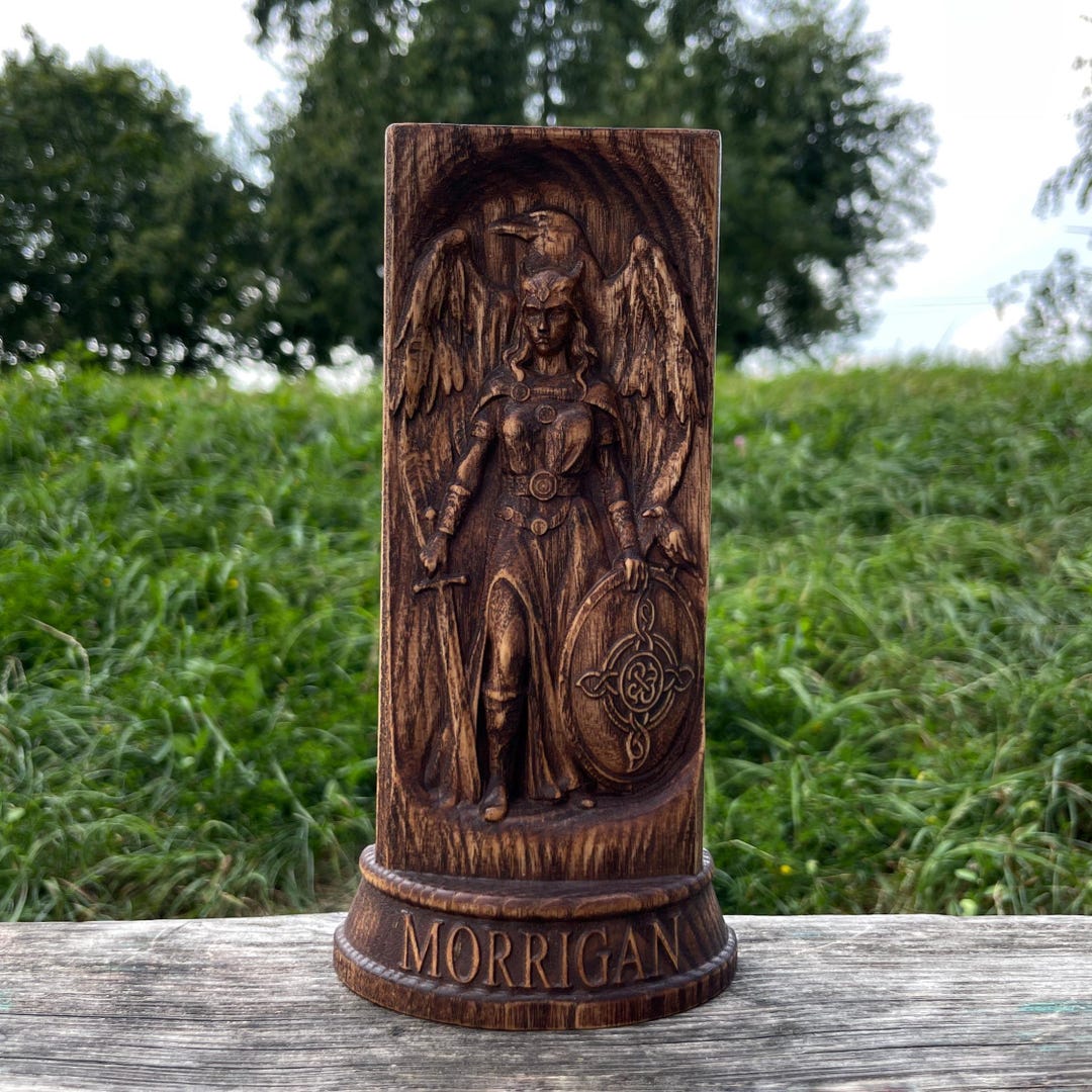 Wooden Morrigan Statue – Celtic Goddess of War, Fate and Magic, Pagan ...