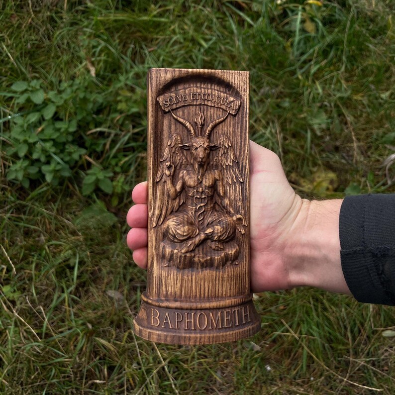 Baphomet Wooden Statue – Occult Deity of Balance and Enlightenment ...