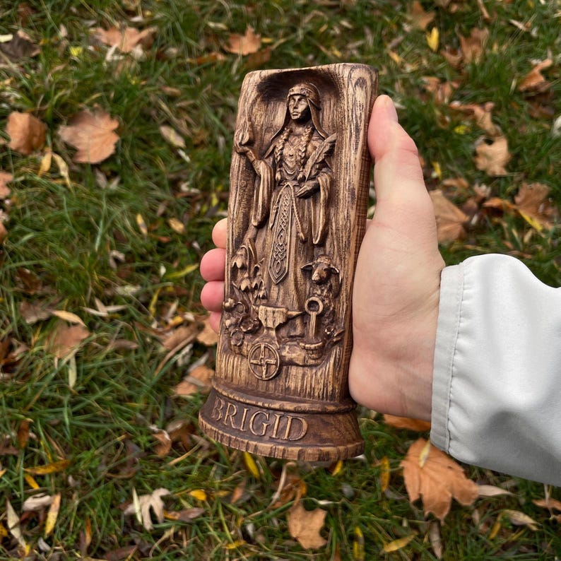 Brigid Wooden Statue – Celtic Irish Goddess of Healing, Poetry ...