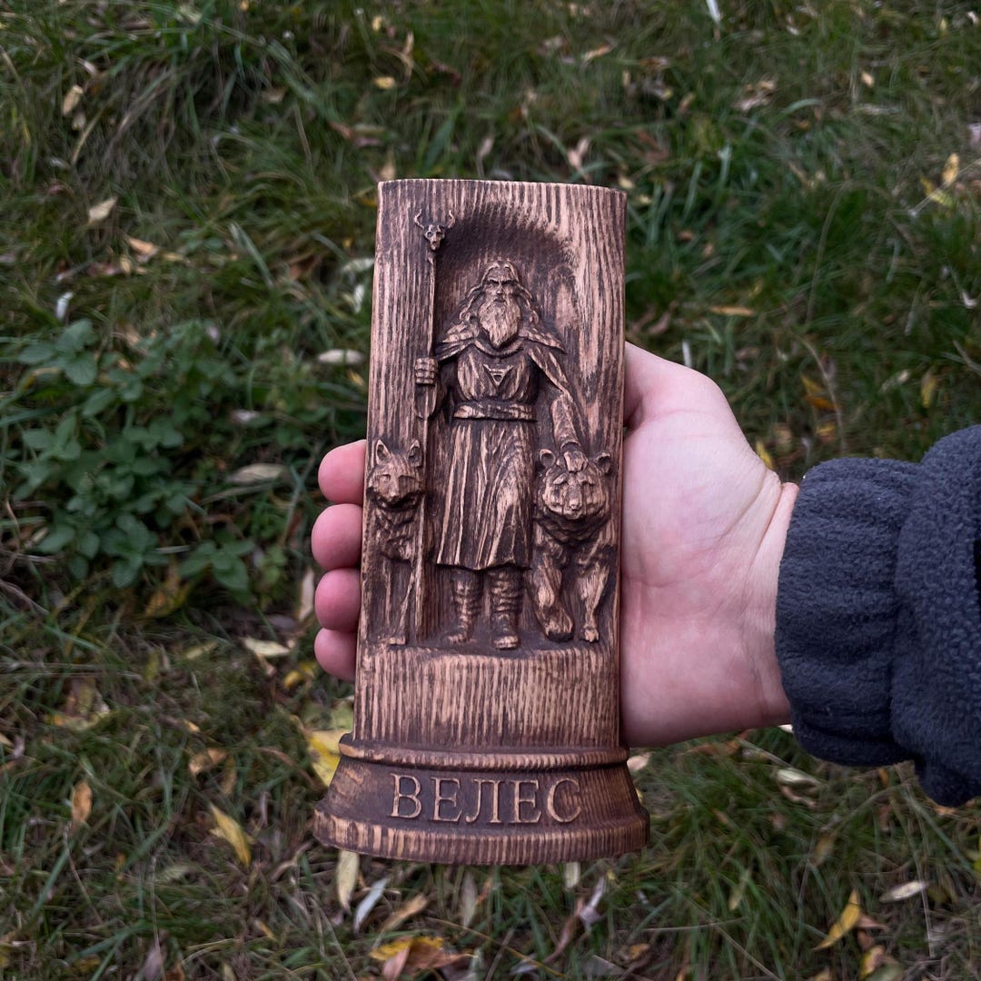 Veles Wooden Statue – Slavic Pagan God of Magic, Nature & the ...