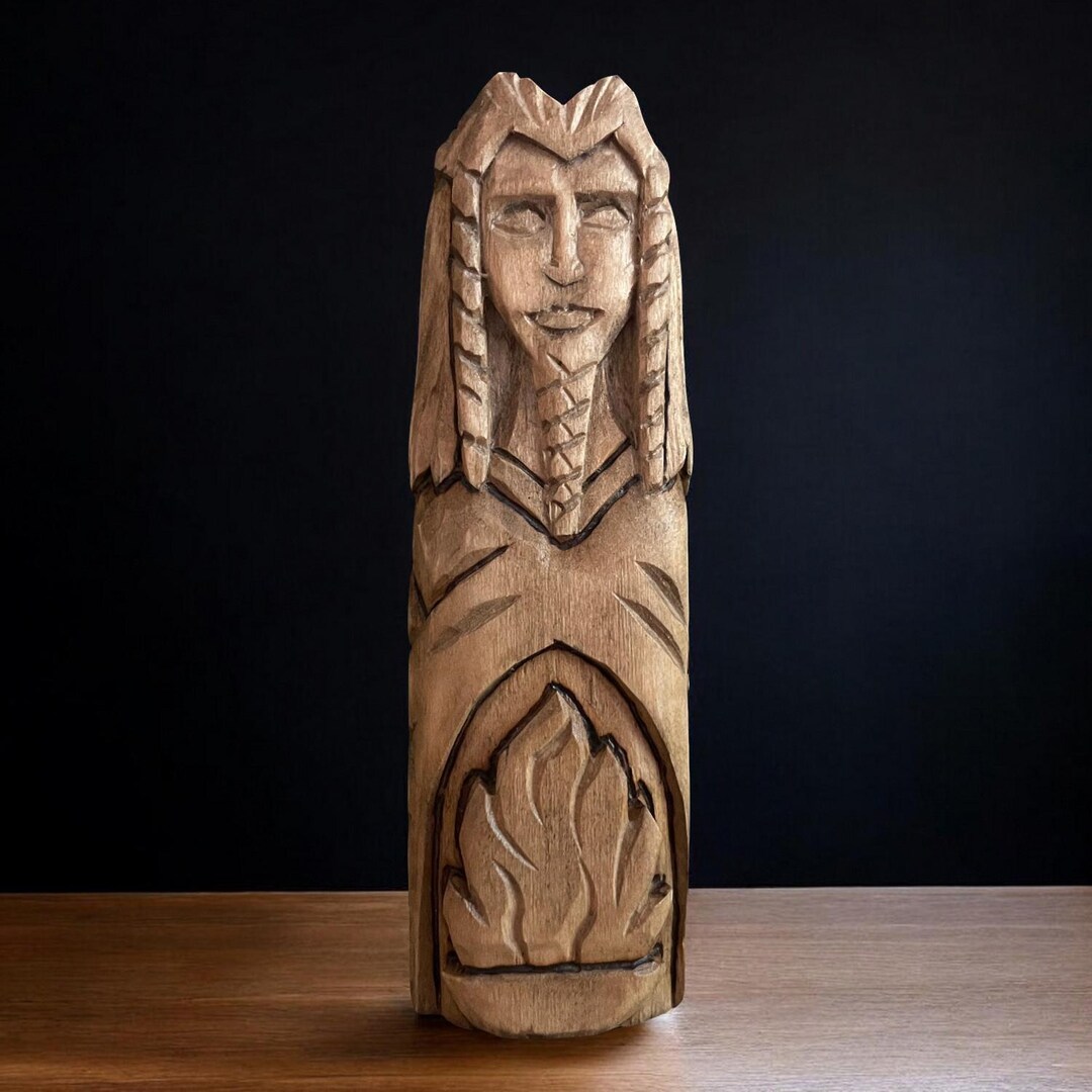 Wooden Loki Figurine, Norse God Statue, Pagan Altar Decor, Hand Carved ...
