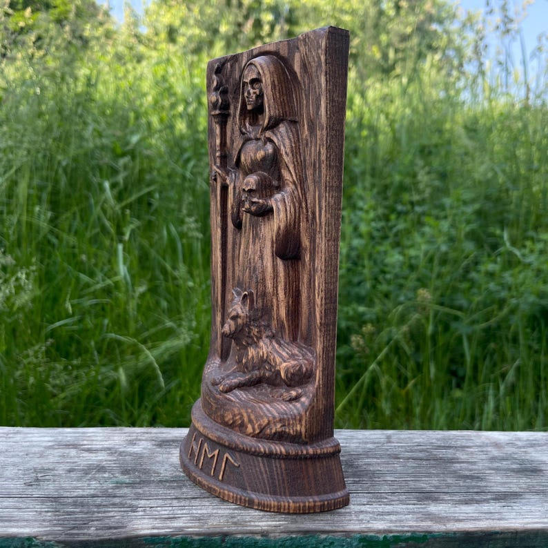 Wooden Hel Statue – Norse Goddess of the Underworld, Pagan Altar ...