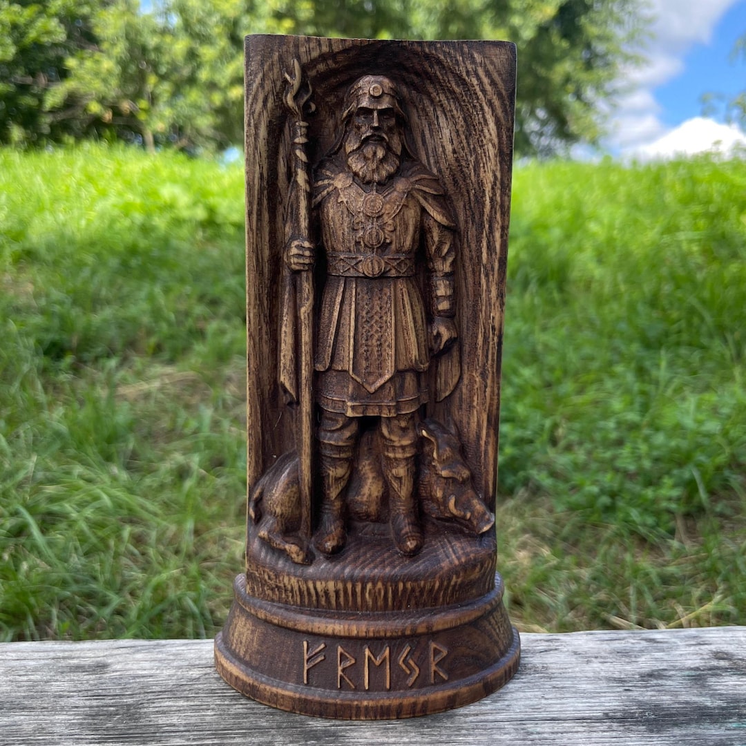 Wooden Freyr Statue – Norse God of Fertility and Prosperity, Viking ...