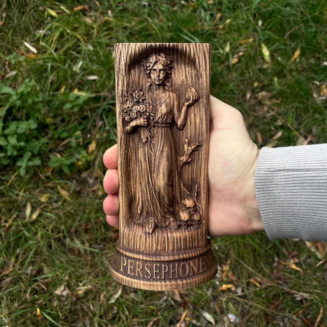 Persephone Wooden Statue – Greek Goddess of Spring & the Underworld ...