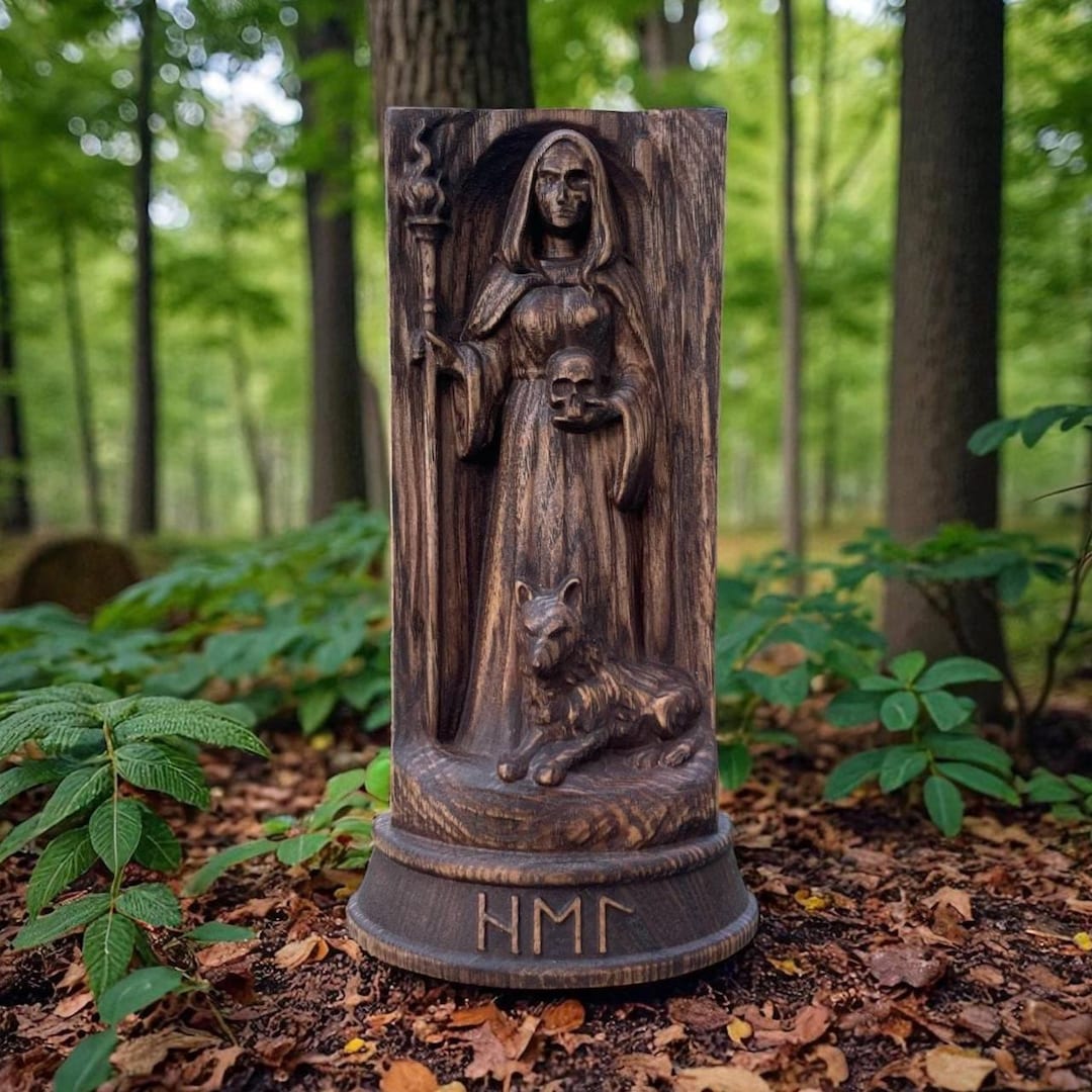 Dark Goddess Hel Wooden Statue – Norse Goddess of Death and Underworld ...