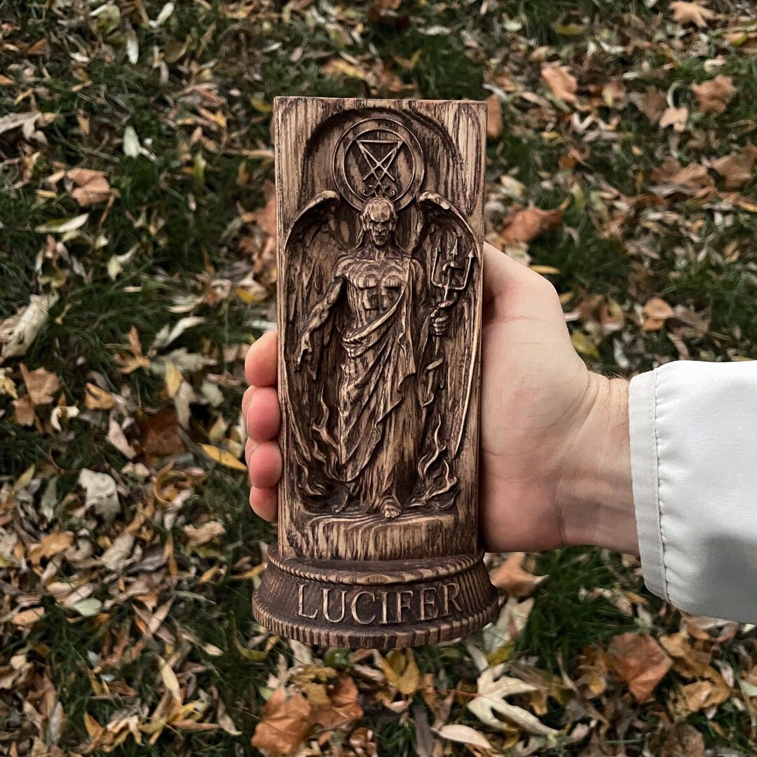 Lucifer Wooden Statue, Light Bearer Occult Figurine - Etsy