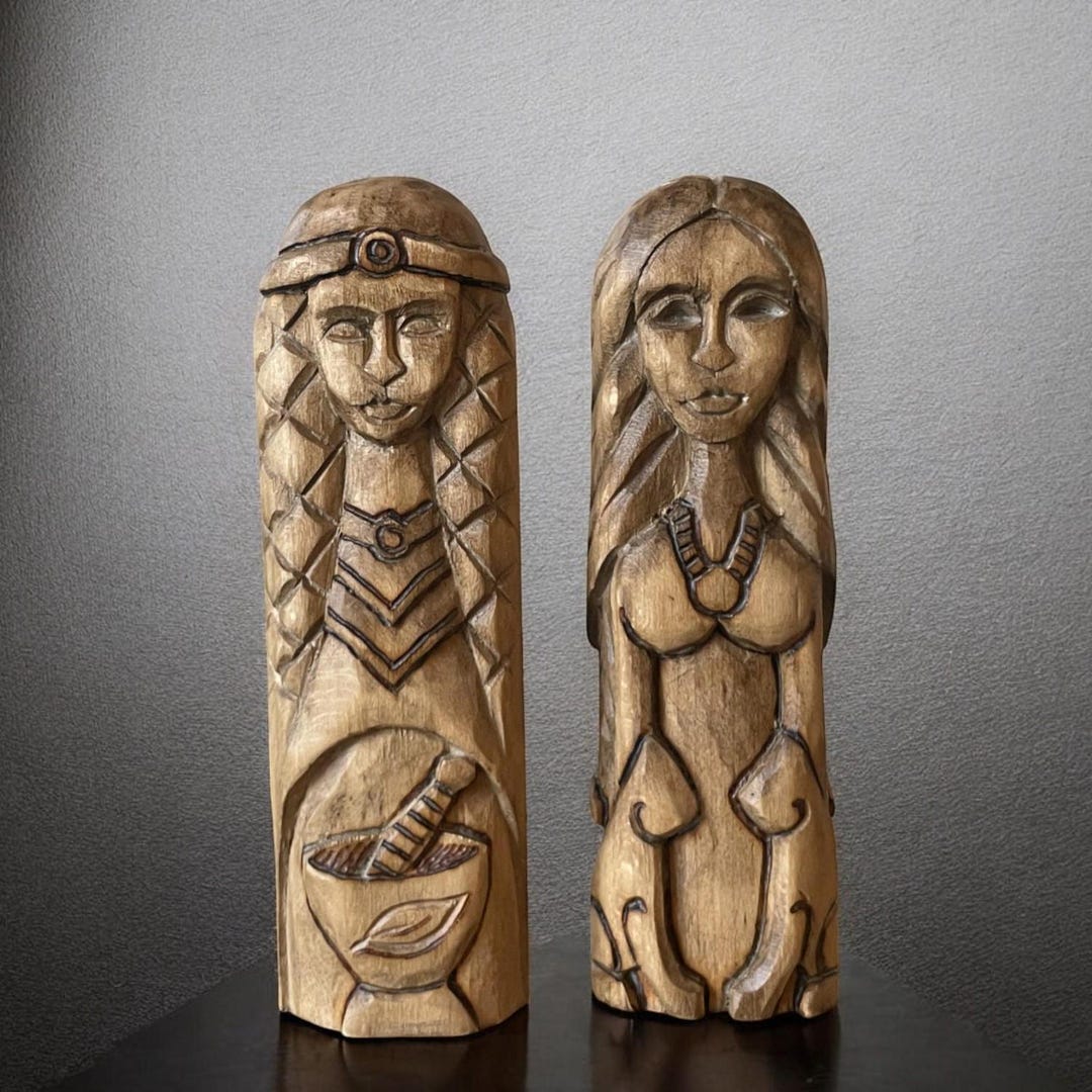 Wooden Gods Figurines - FREYJA & EIR. Scandinavian God. Heathen God ...