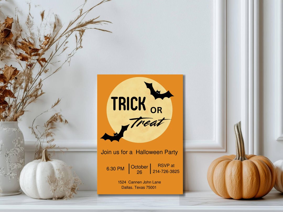 Trick or Treat Halloween Invitation | Fall Costume Party Invite ...