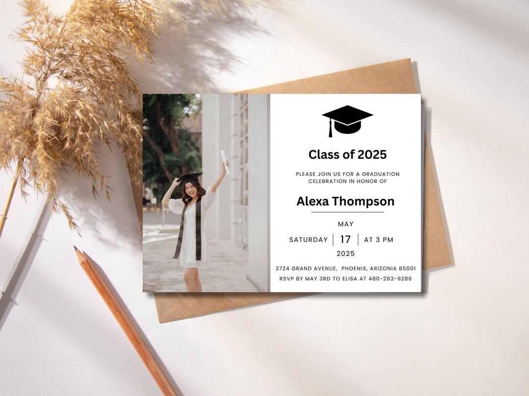Modern Graduation Invitation Template | Elegant Grad Party Save the ...