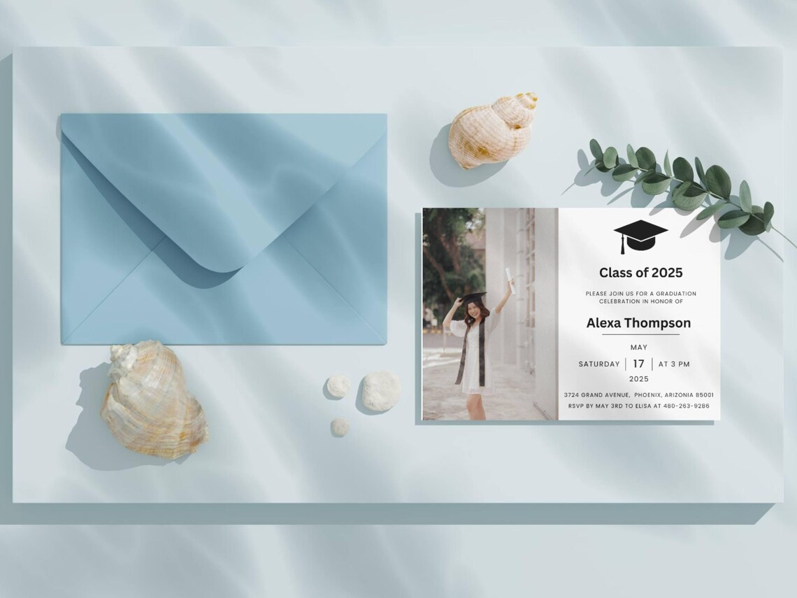 Modern Graduation Invitation Template | Elegant Grad Party Save the ...