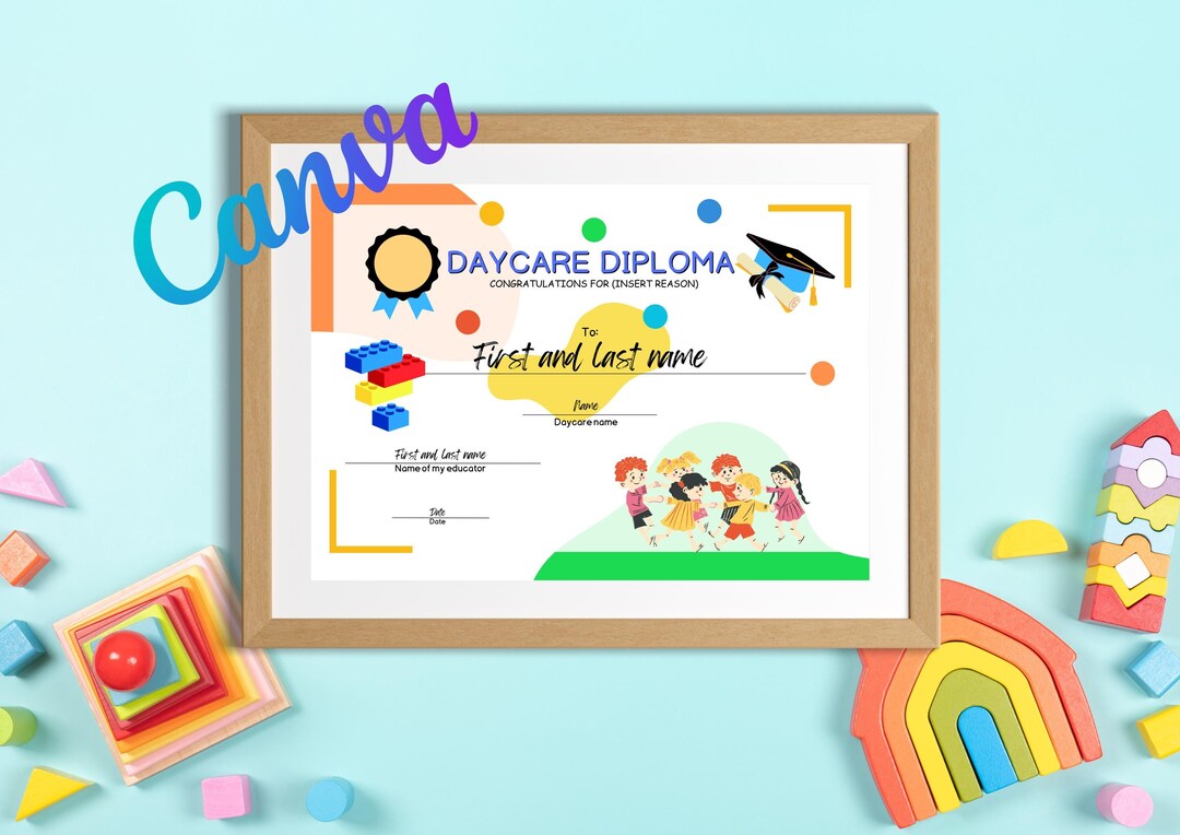 Daycare Diploma, Daycare Certificate, Preschool Diploma, Daycare ...