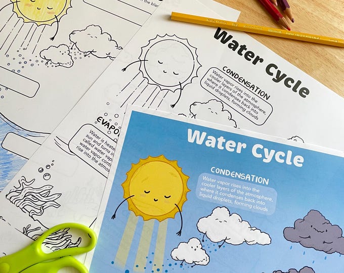 WATER CYCLE COMIC - Printable Paper Comic + Poster. Make It Yourself ...