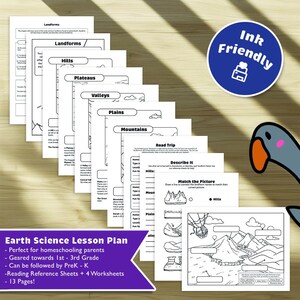 Landforms - Black and White Printer Friendly - Homeschool Curriculum ...