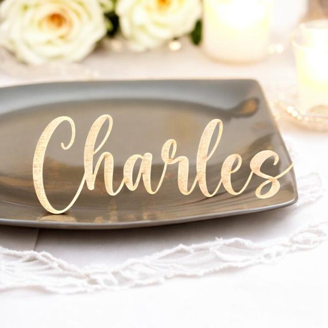 Wood Nameplate, Wedding Name Plate, Birthday Laser Cut Name, Table ...