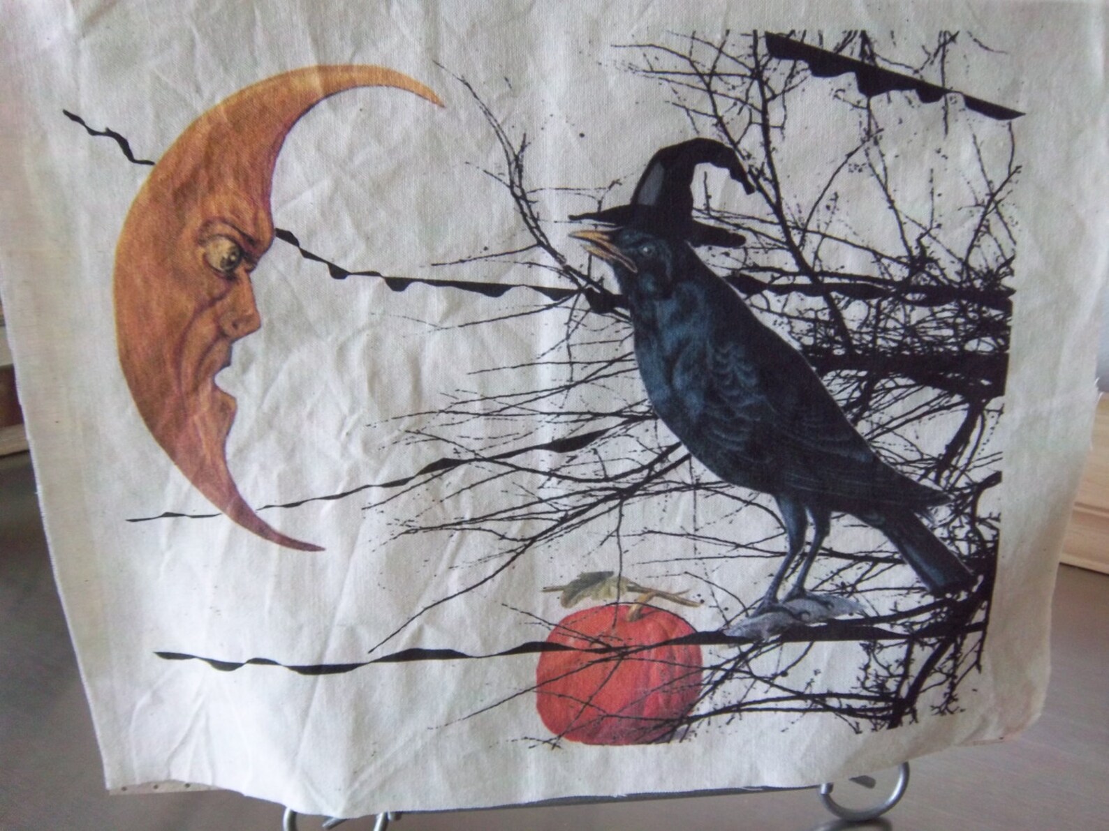 Halloween Fabric Panels for Quilting Moon Patch Cotton Crow - Etsy