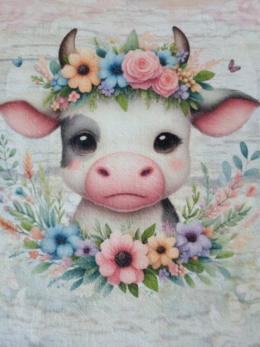 Baby Cow Fabric Panel Barnyard Nursery Material 100% Quilting Cotton or ...