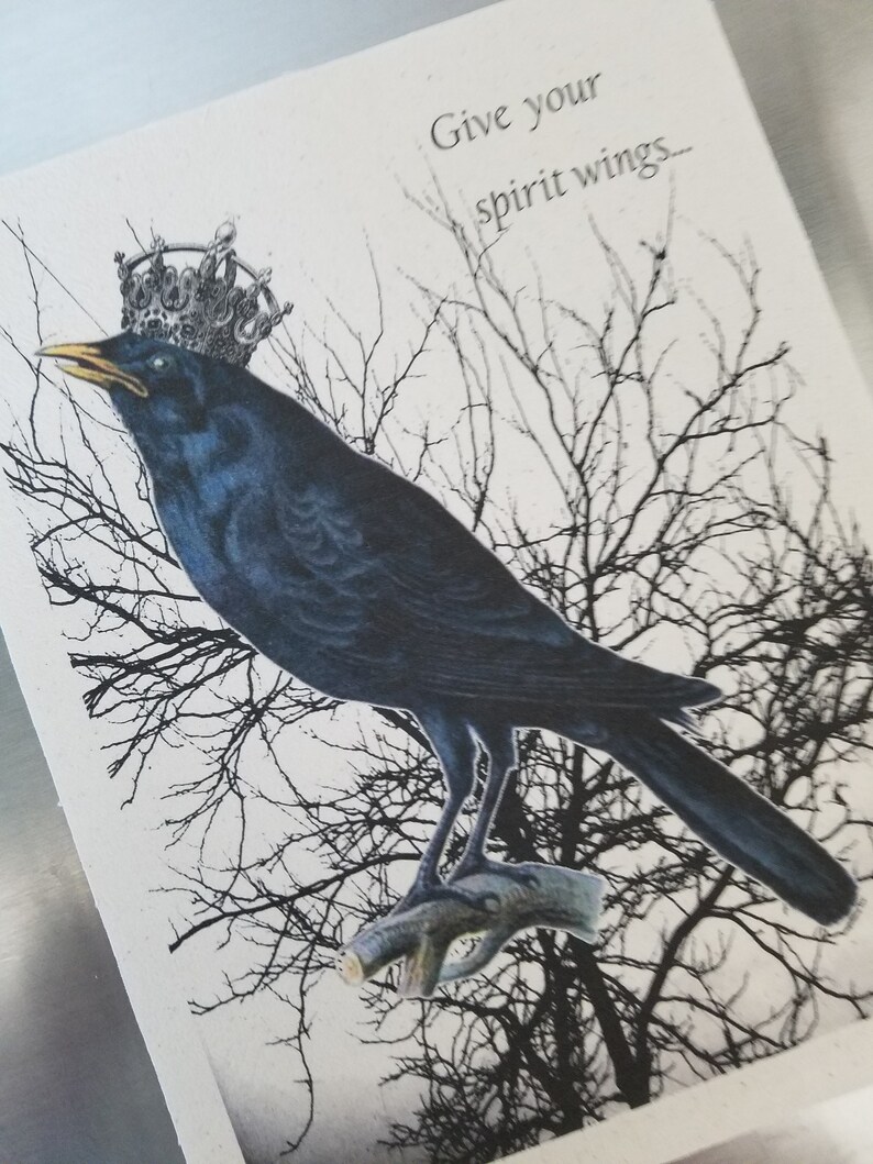 Crow fabric panel raven quilt square blackbird muslin patch | Etsy