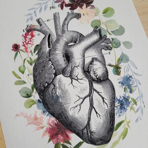 Human Heart Quilt Panel Physician Wall Art Cotton Muslin Anatomy Fabric ...