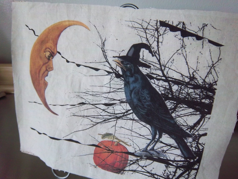 Halloween Fabric Panels for Quilting Moon Patch Cotton Crow - Etsy