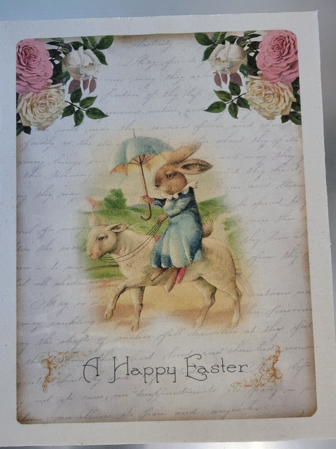 Rabbit Material Bunny Fabric Panel, Creamy Cotton Muslin, Hare Wall Art ...