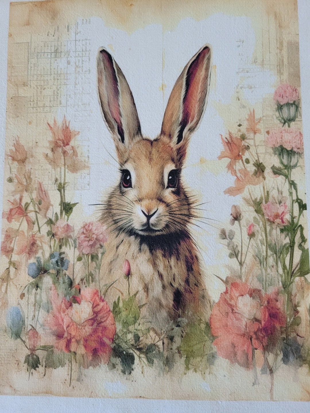 Bunny Panel Fabric Handmade Rabbit Material 100 % Cotton Kona or Muslin ...