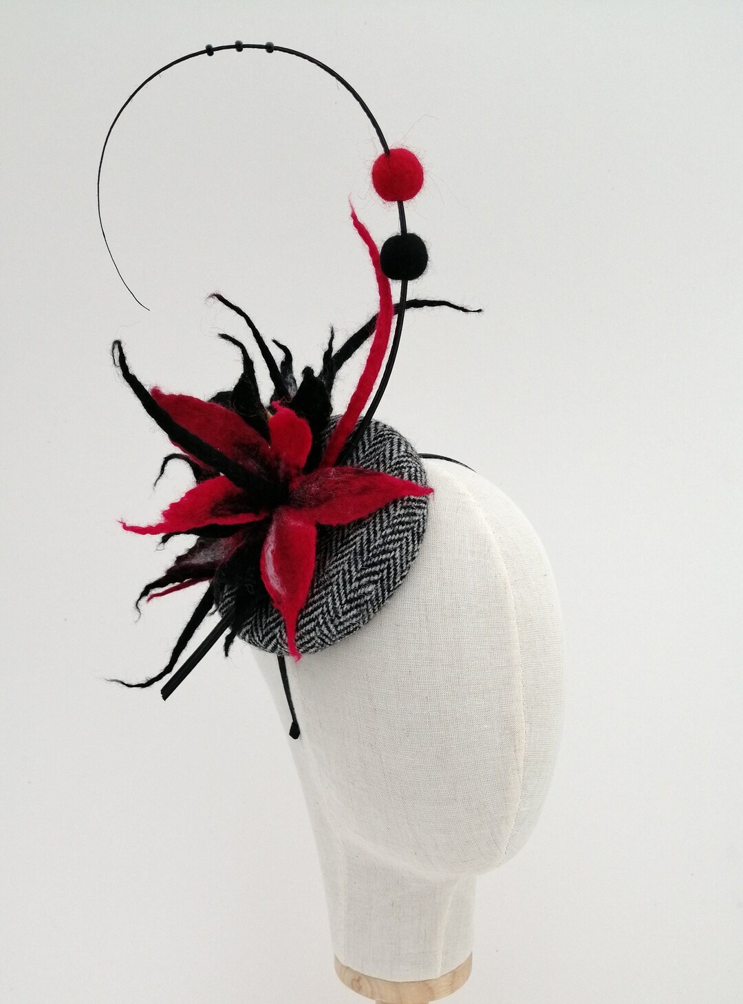 Handmade Harris Tweed Pillbox Fascinator With Felt Flowers - Etsy