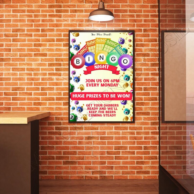 Editable Bingo Night Poster | Canva Template | Bar Event Sign | Digital ...