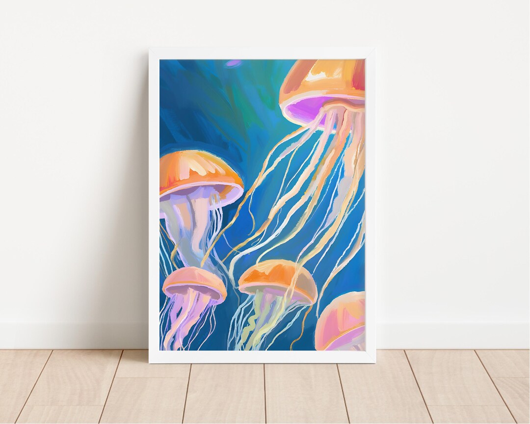 Jellyfish Portrait Art Print, Oil Paint Jellyfish, Marine Wall Art - Etsy