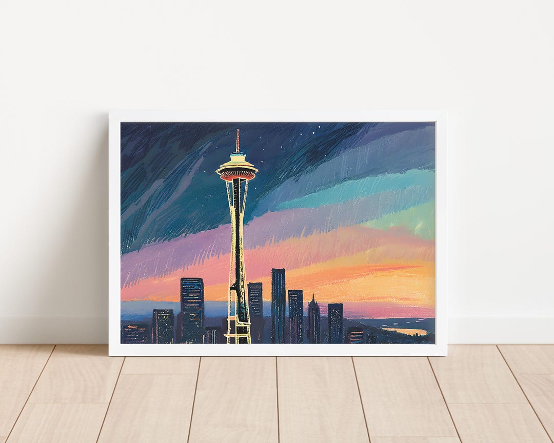 Seattle Space Needle Art Print | Seattle Cityscape Print | Urban Art ...