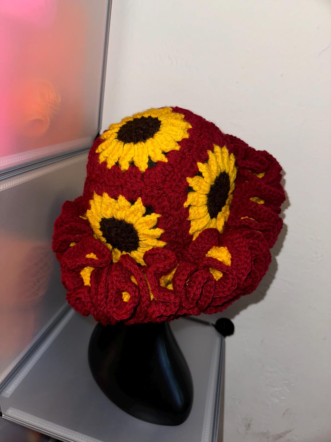 Granny Square Flower Ruffle Hat - Etsy