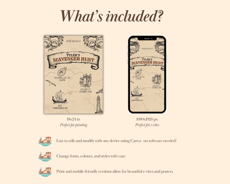 Customizable Scavenger Hunt Invitation, Kids Birthday Treasure Hunt ...