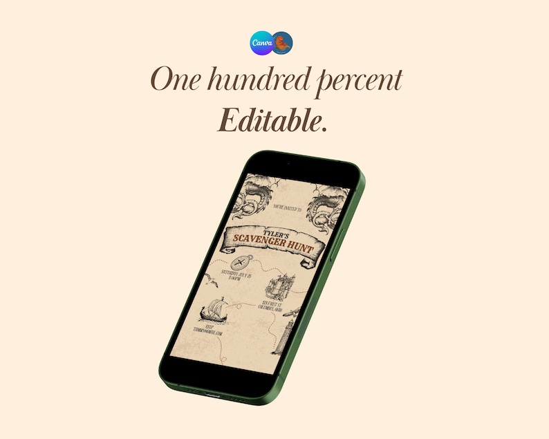Customizable Scavenger Hunt Invitation, Kids Birthday Treasure Hunt ...