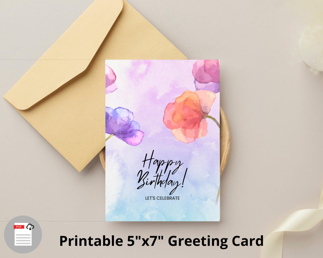 Printable 5x7'' Inch Birthday Card Instant Download PDF Fun & Unique ...